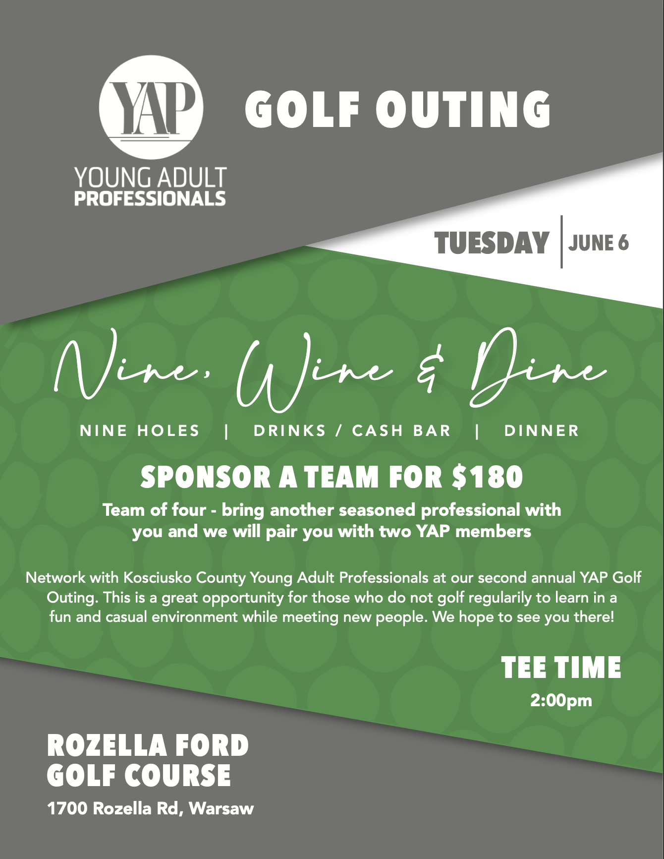 Nine, Wine & Dine - Sponsor a team | Kosciusko Chamber of Commerce